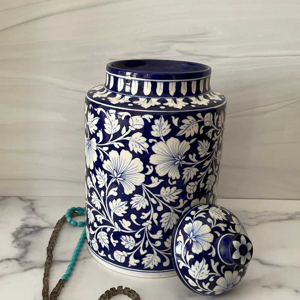 Blue Pottery Decorative Floral Jar | Home Decoration And Furnishings in ...